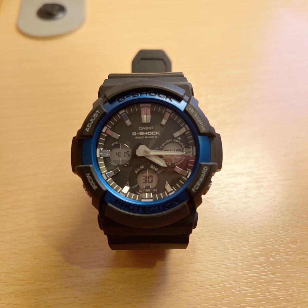 CASIO カシオ G-SHOCK メンズ腕時計 5444 GAW-100B ブラック文字盤 ブルー×ブラック 電波ソーラー ⑤(TOUGH ...