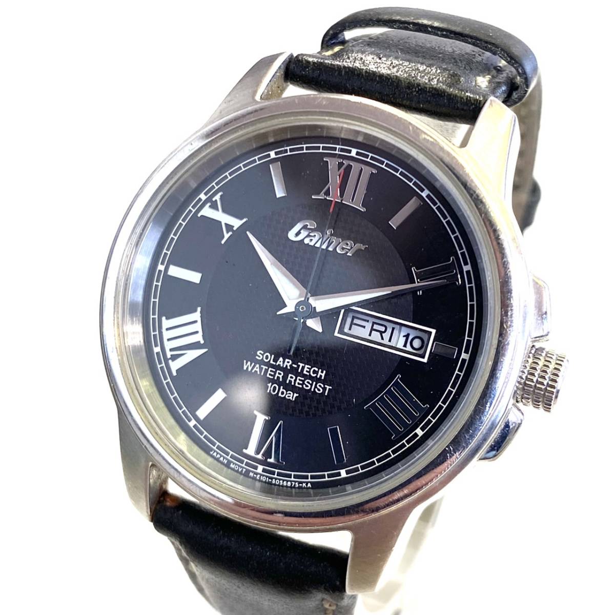 CITIZEN シチズン Gainer ゲイナー E101-S018188 ソーラー 腕時計 デイデイト シルバー ブラック 黒文字盤 現状品(シチズン)｜売買されたオークション情報 ...