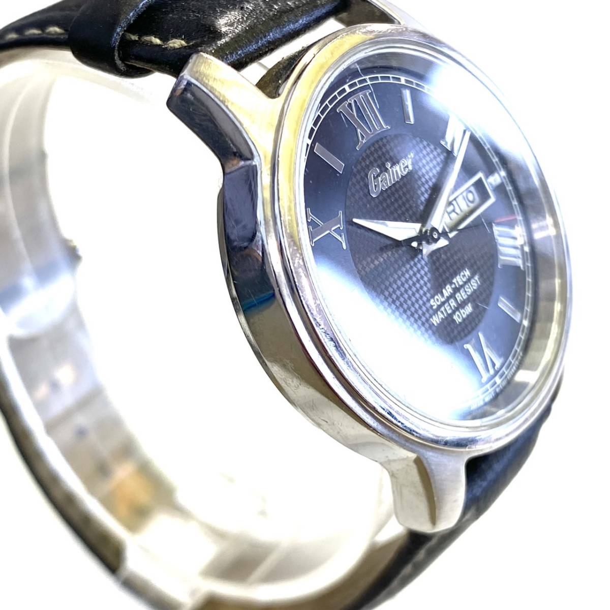 CITIZEN シチズン Gainer ゲイナー E101-S018188 ソーラー 腕時計 デイデイト シルバー ブラック 黒文字盤 現状品(シチズン)｜売買されたオークション情報 ...