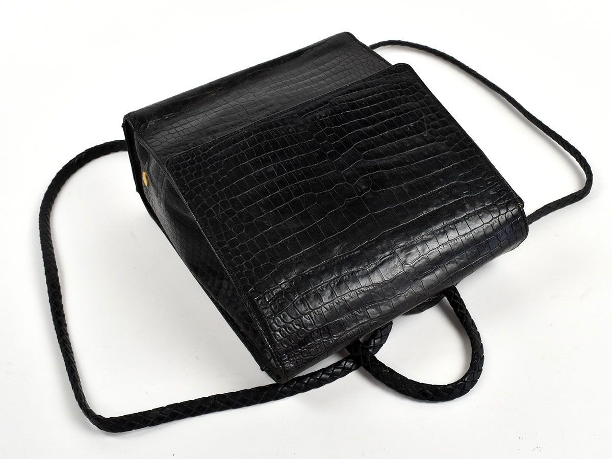 143525 BALLY バリー リュックサック バックパック クロコ型押しレザー 革 ブラック ゴールド金具 メンズ レディース/ B ...