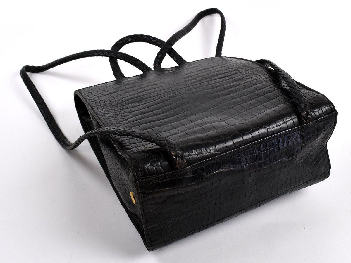 143525 BALLY バリー リュックサック バックパック クロコ型押しレザー 革 ブラック ゴールド金具 メンズ レディース/ B ...