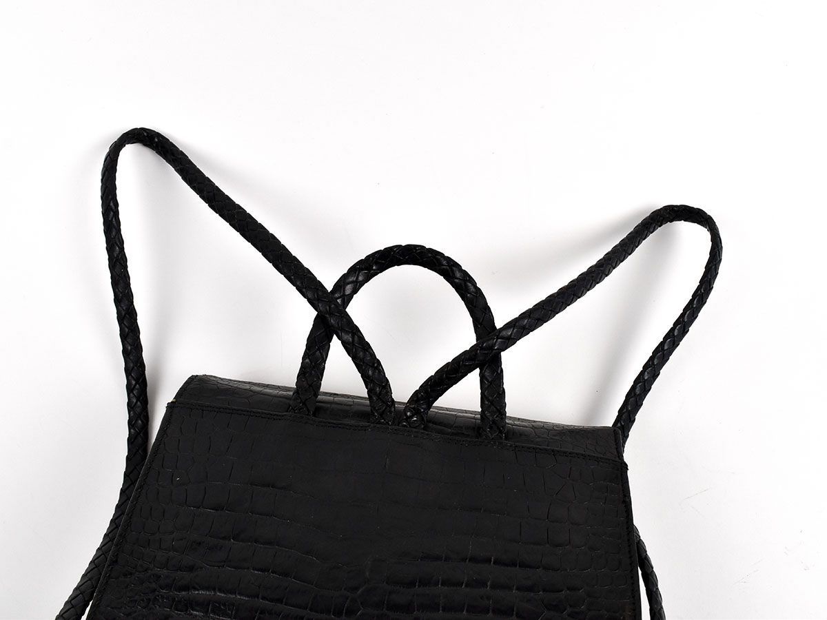 143525 BALLY バリー リュックサック バックパック クロコ型押しレザー 革 ブラック ゴールド金具 メンズ レディース/ B ...