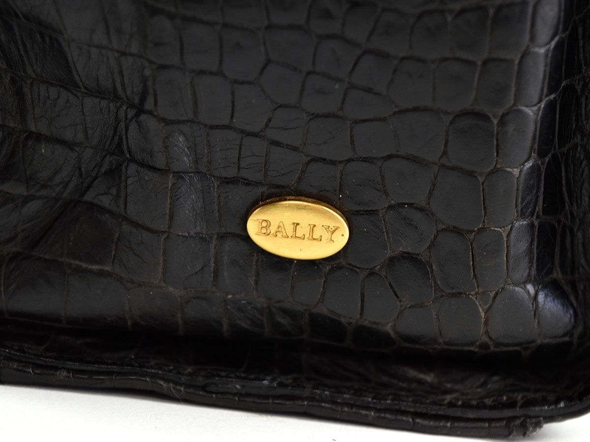 143525 BALLY バリー リュックサック バックパック クロコ型押しレザー 革 ブラック ゴールド金具 メンズ レディース/ B ...
