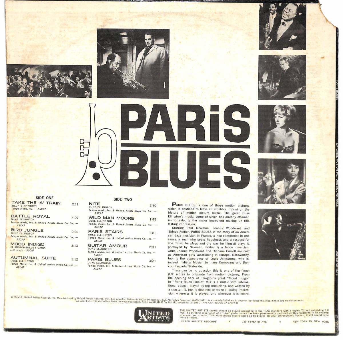 d2783/LP/米/Duke Ellington/Paris Blues Original Sound Track(ジャズ一般)｜売買された ...