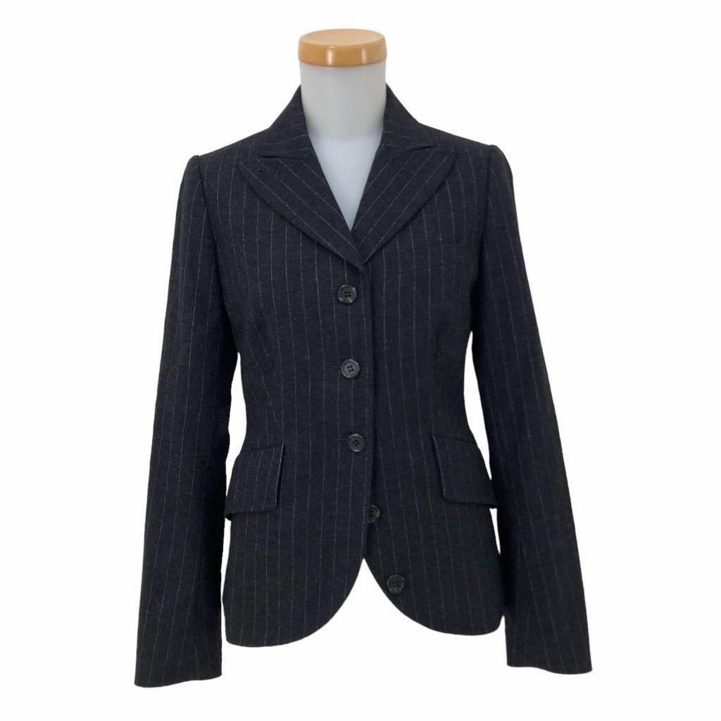 m366-③ kulsonカルソン ストライプ 柄 スーツ 上下セット セットアップ テーラード ジャケット パンツ グレー レディース 36 34 日本製(パンツスーツ一般)｜売買された ...