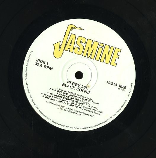 UK83年プレスLP MONO盤 Peggy Lee /Black Coffee Jasmine JASM 1026 ペギー リー Jazz ...