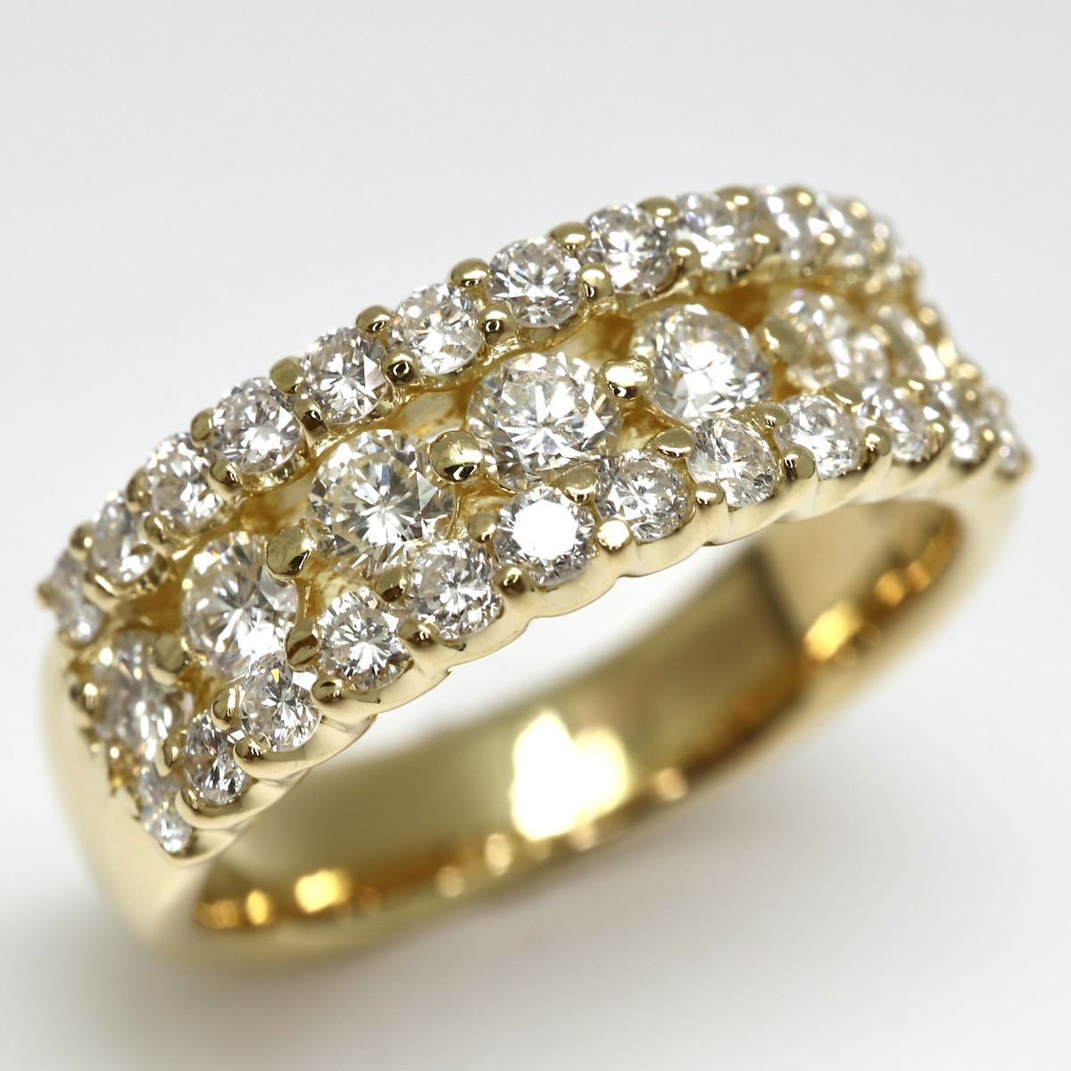 仕上げ済み 1ct up K18 天然ダイヤモンドリング M 6.9g 1.05ct 12号diamond ring jewelry ジュエリー メレ 指輪 EE4(イエローゴールド台)｜売買 ...