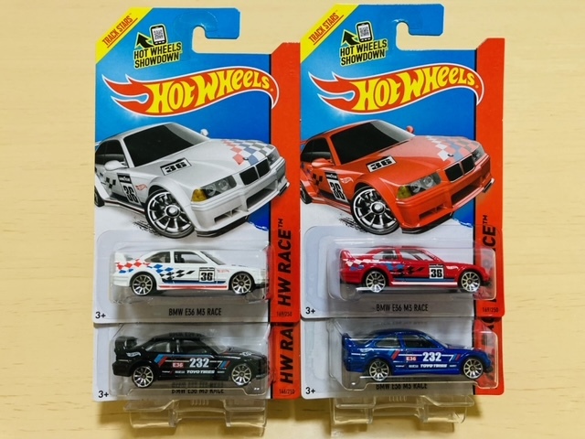 HOTWHEELS BMW E36 M3 RACE ビーエムダブリュー エムサン エムスリー レース 4台 赤 白 ブルーメタリック 黒 ...