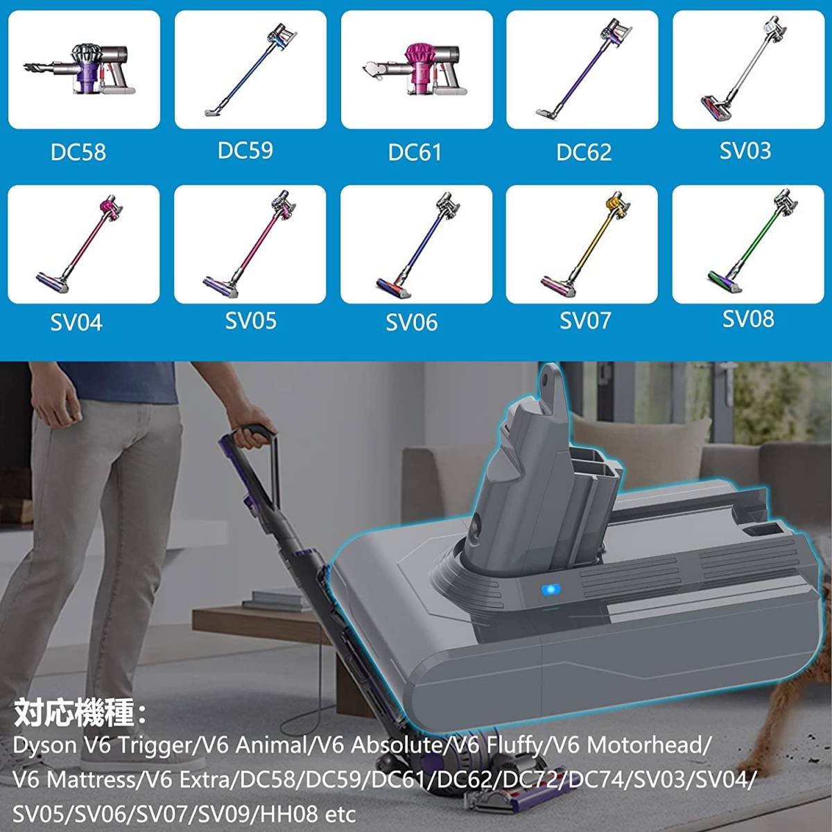 B52/ダイソン V6 バッテリー DC62 バッテリー互換品 3500mAh 21.6V Dyson V6 HH08(ダイソン)｜売買された ...