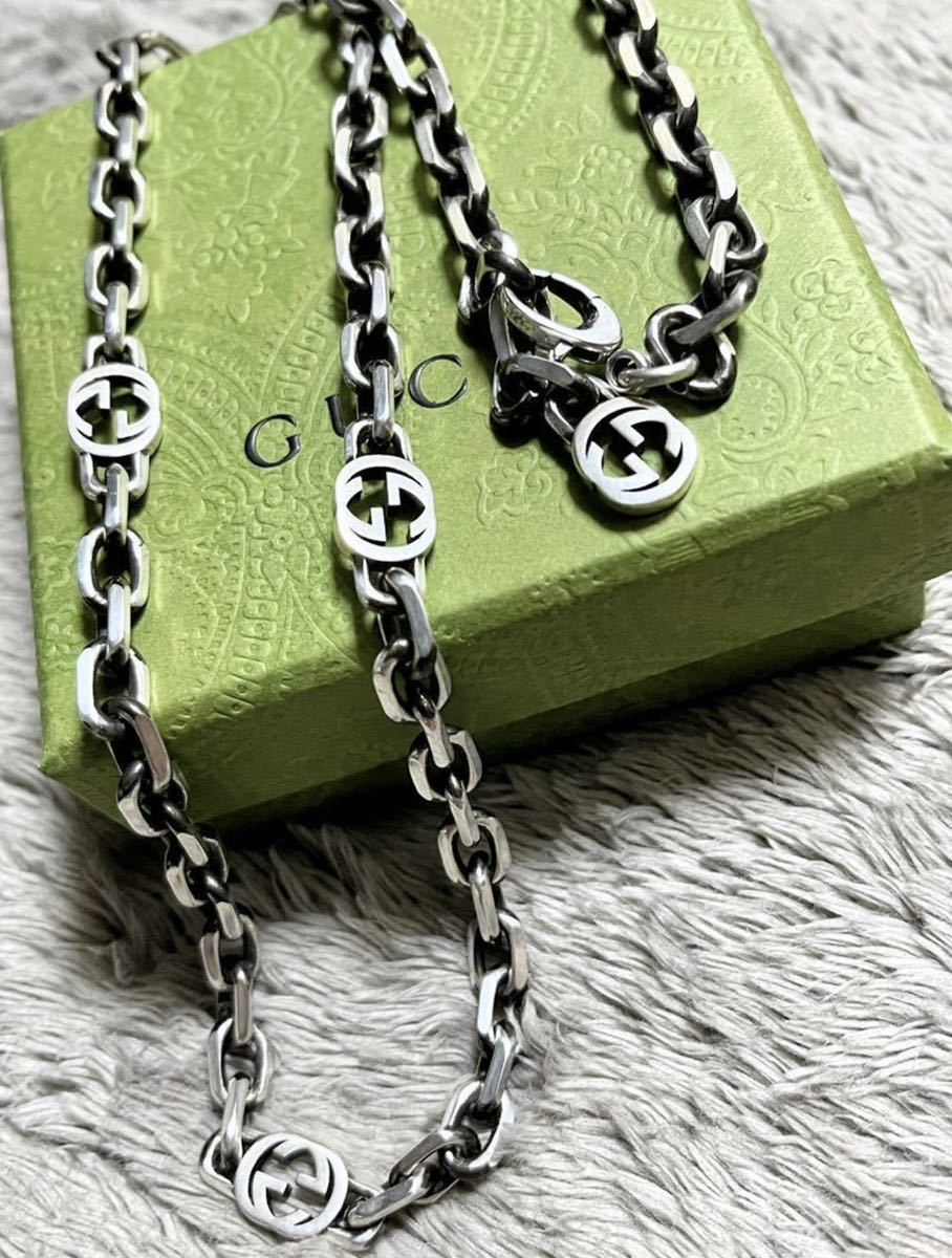 正規 未着用 GUCCI グッチ インターロッキングG シルバー ネックレス チェーン 60cm 付属品完備(ネックレス、ペンダント、チョーカー)｜売買されたオークション情報、yahooの商品 ...