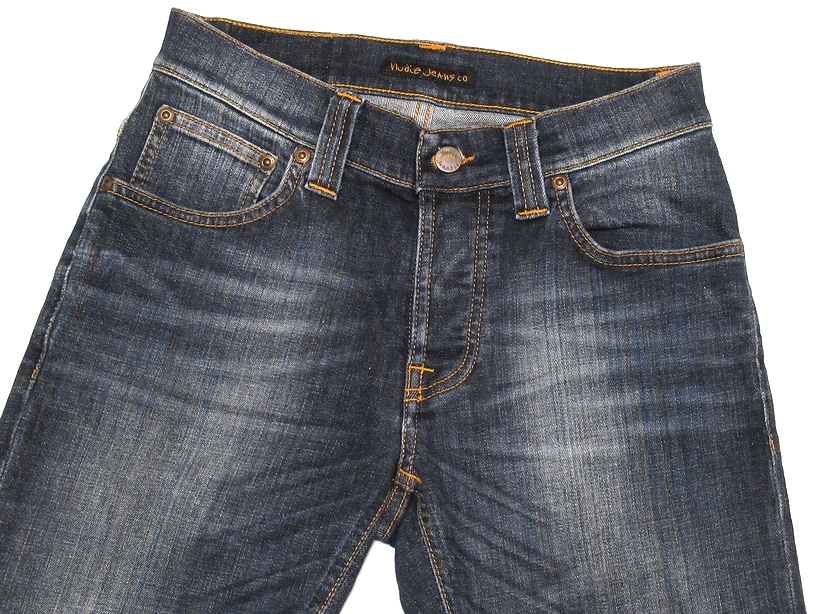 イタリア製 Nudie Jeans ヌーディージーンズ 限定ライン GRIM TIM BLACK LIGHT スリムストレート ストレッチ ...