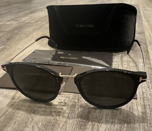 Tom Ford Jamieson TF673 01A Unisex Sunglasses Black - Gold - Authentic ...