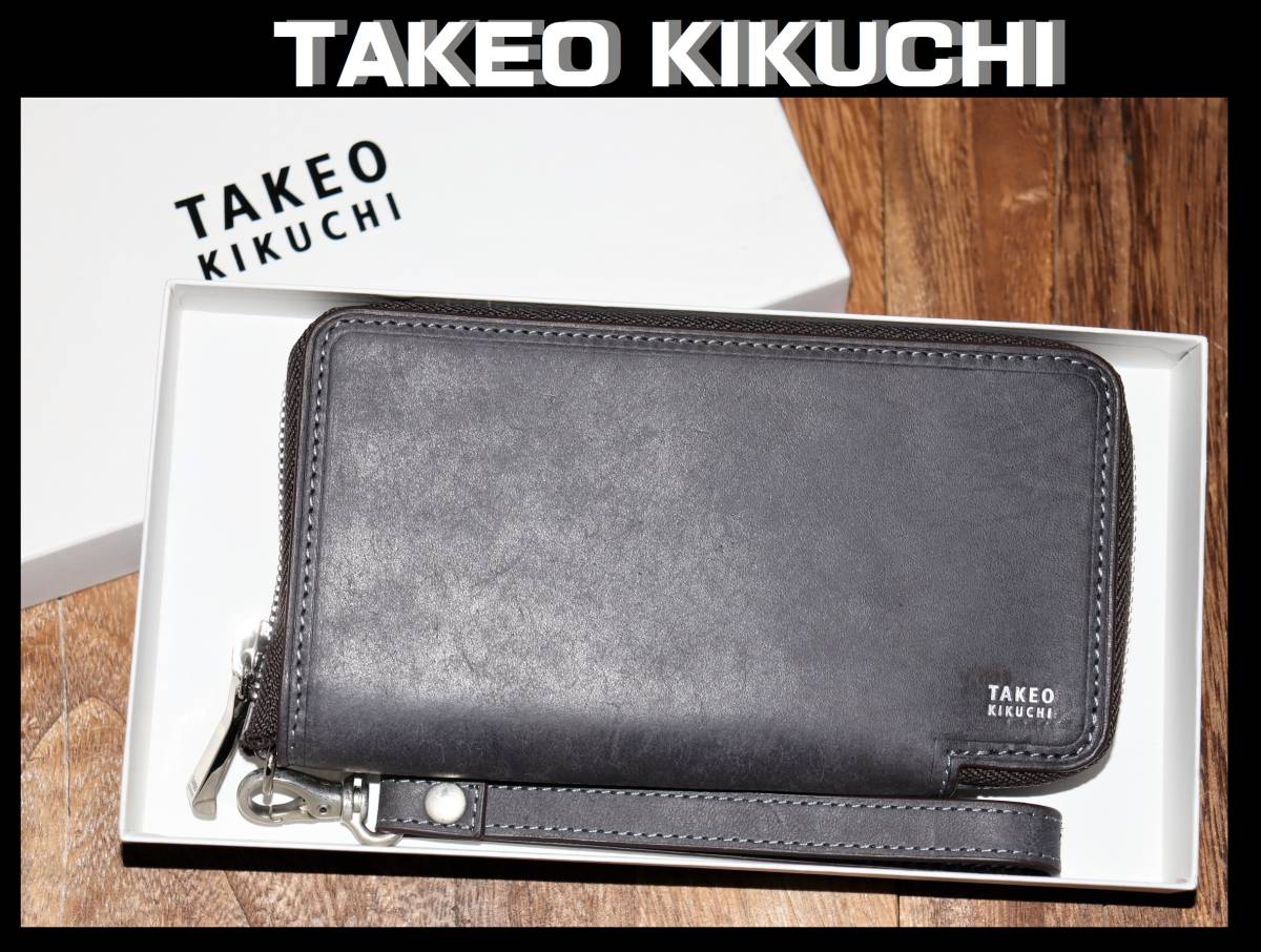 特価 TAKEO KIKUCHI マルゴ オイルレザー スマホ財布 タケオキクチ 牛革 税込定価1万7600円 780606 ブルー(長財布 ...