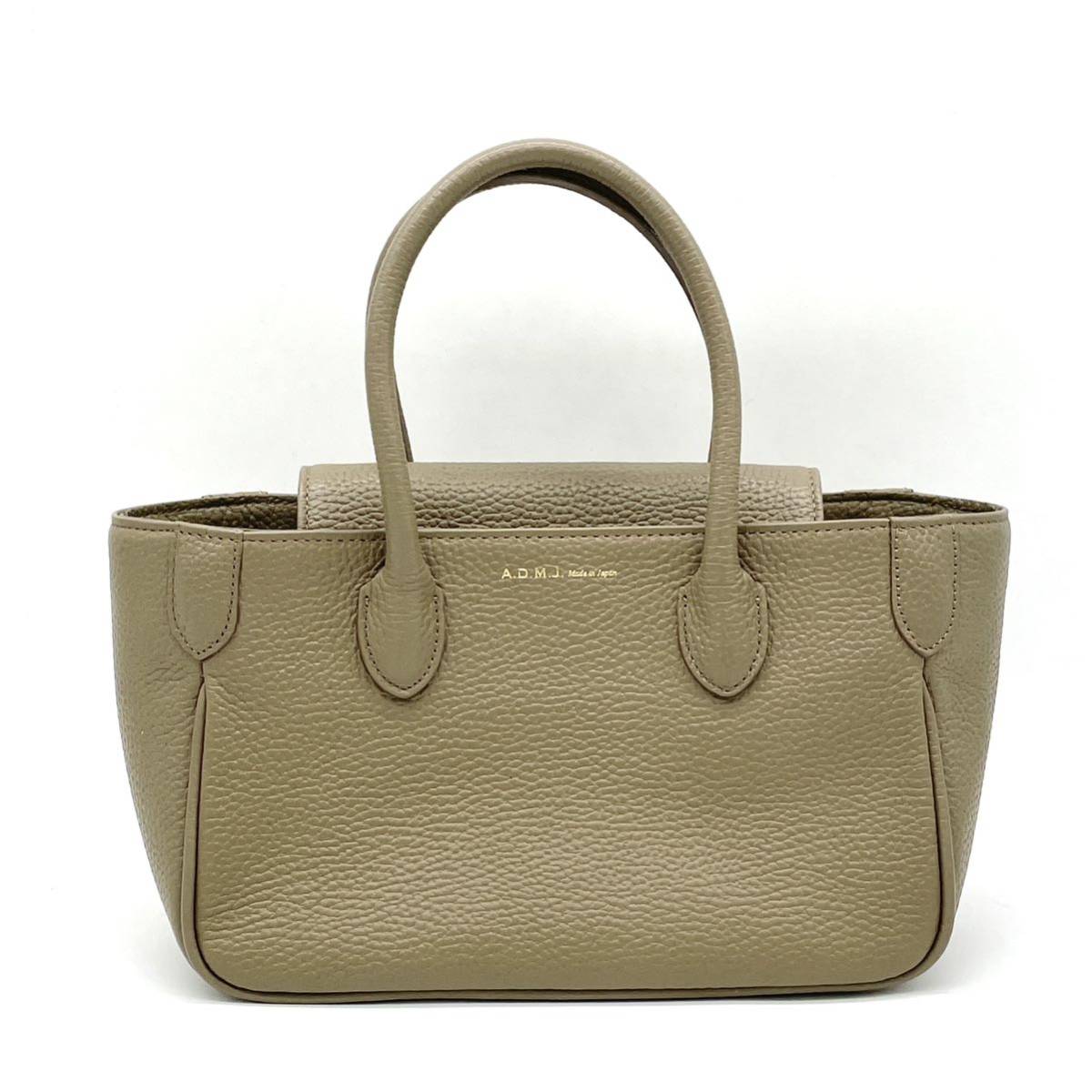 1円 同様 A.D.M.J ADMJ エーディーエムジェイ シュリンクレザー ハンドバッグ ミニトートバッグ ネイビー レディース(牛革 ...