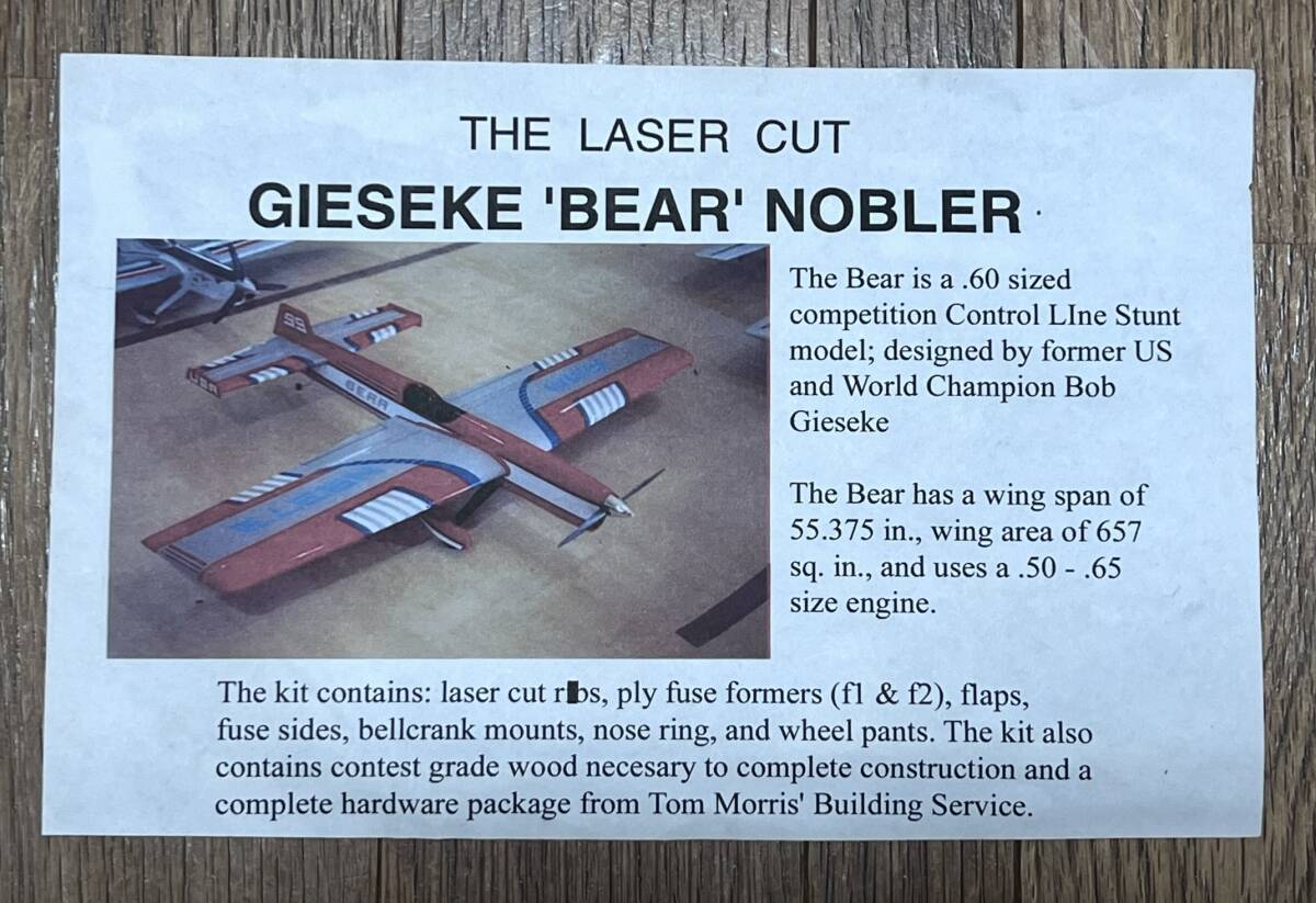Control Line F2B Stunt Uコン GIESEKE ”BEAR” NOBLER キット(組立キット（エンジン）)｜売買された ...