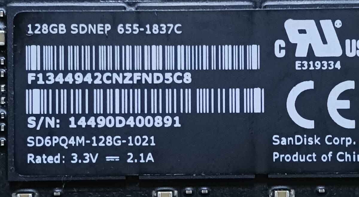 送料185円 apple純正SSD 128GB MacBook Air A1465 A1466 2013 / Pro A1502 A1398 ...
