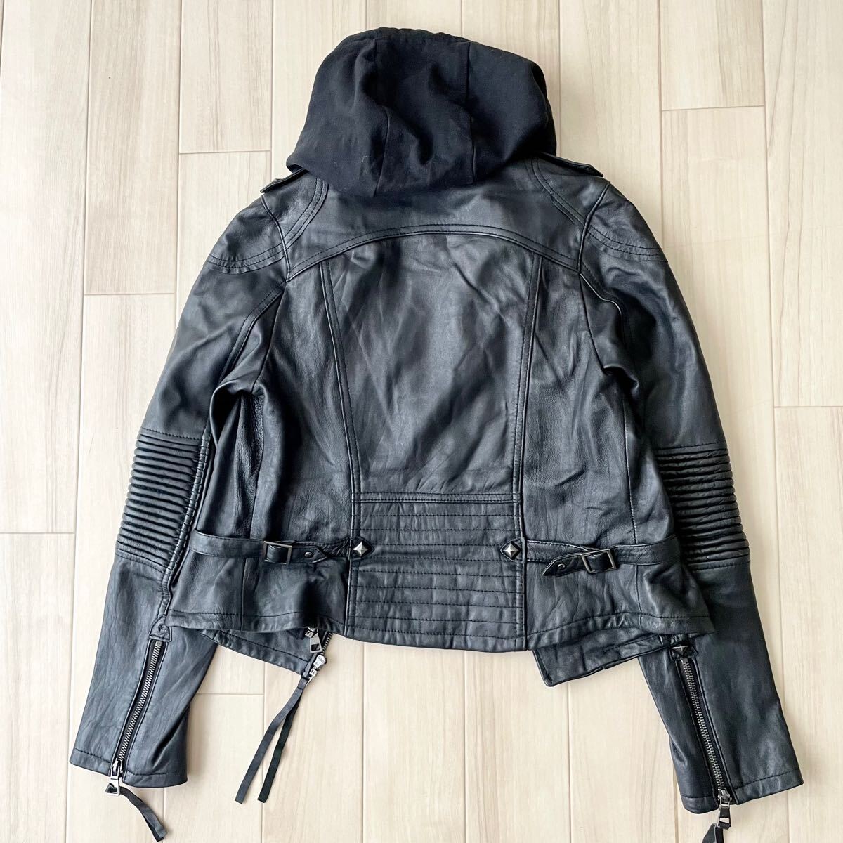 00s Japanese Label Leather Riders Hoodie Studs Jacket archive goa ifsixwasnine kmrii lgb ...