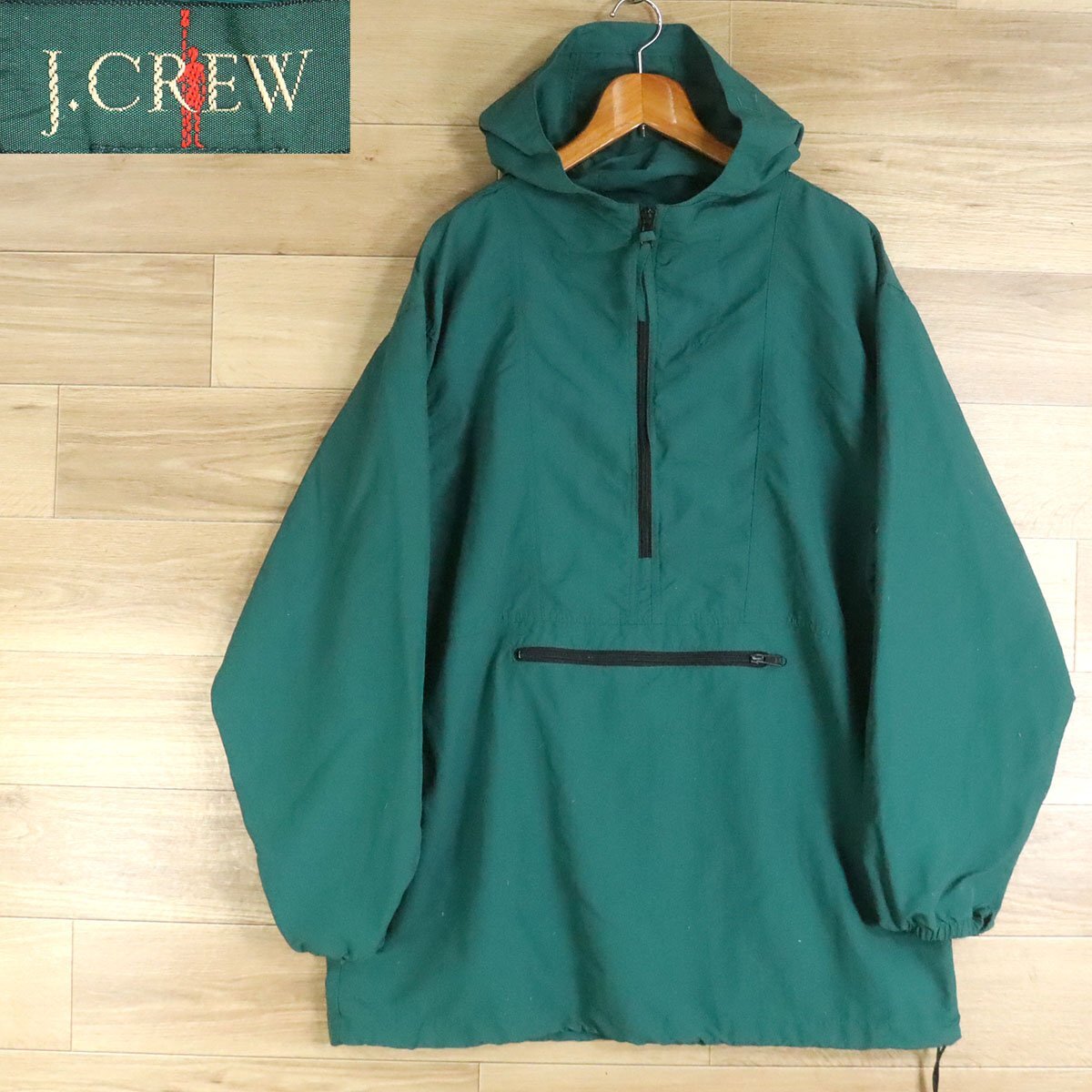 N12J/O2.20-5 90s J.CREW ジェイクルー ハーフジップ アノラックパーカー プルオーバー ナイロンジャケット アメリカ古着 ...