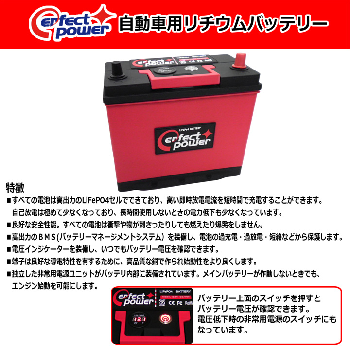 限定特価 PERFECT POWER 40B19L 自動車用 リチウムイオンバッテリー 互換 B19L 42B19L 44B19L ...