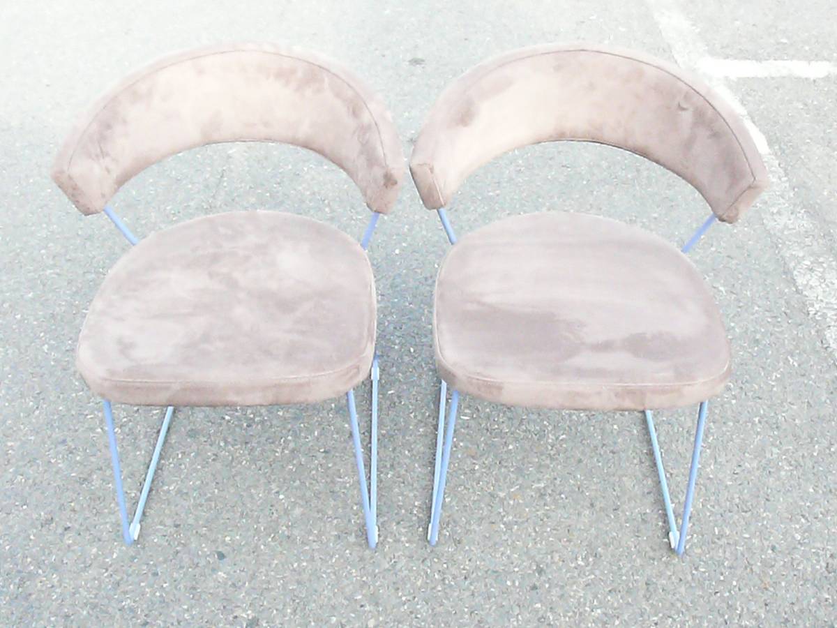 イタリア製 カリガリス CALLIGARIS P4655 チェアー ベア 本革スウェード グレー×ブルー 2016/01(金属製フレーム ...