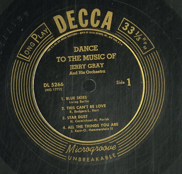 A00255400/ ジャズ 10インチ/Jerry Gray And His Orchestra Dance To The Music Of ...