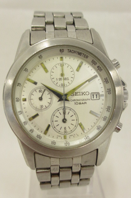 SEIKO CHRONO GRAPH セイコークロノグラフ 10BAR メンズクオーツ 腕時計 7192-0LH0 シルバー/文字盤ホワイト系 ...