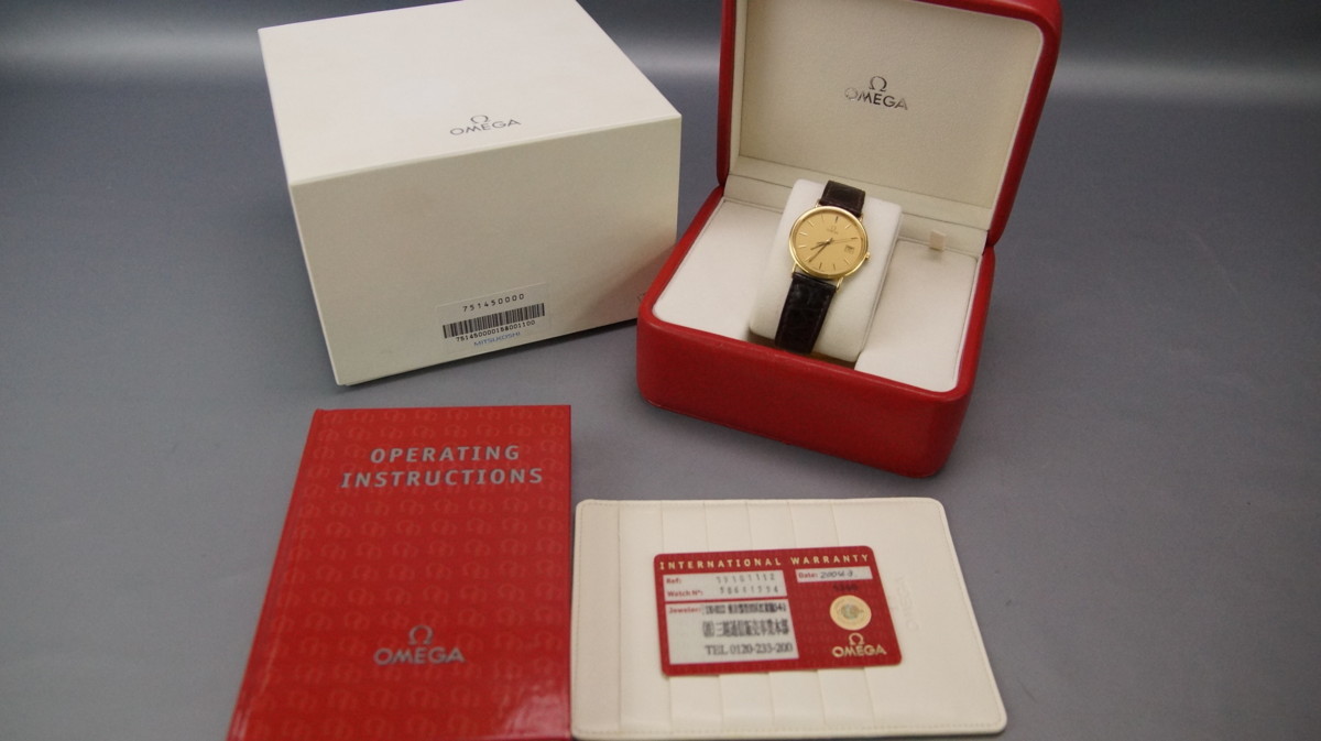 s9 OMEGA オメガ デ ビル クォーツ K18 金無垢 腕時計 De Ville デビル 7910.11.12 金無垢 アリゲーター ...