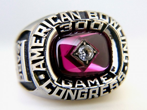 80s ビンテージ ABC 300 GAME ボウリング リング AMERICAN BOWLING CONGRESS 赤石 記念 指輪 ...