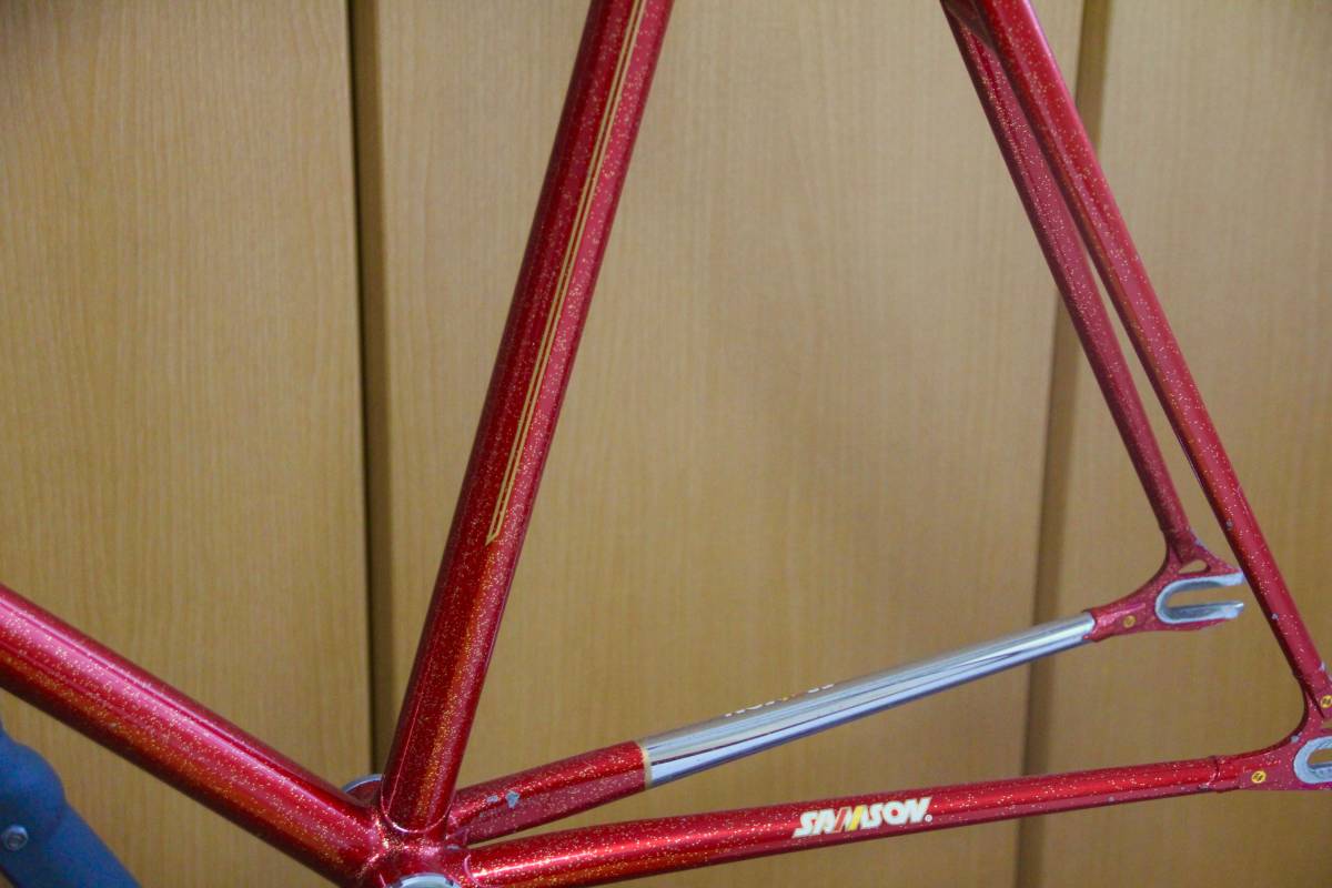 神山雄一郎 SAMSON illusion NJS 競輪フレーム 赤 ゴールドラメ COLUMBUS コロンバス MAXフォーク サイズ ...