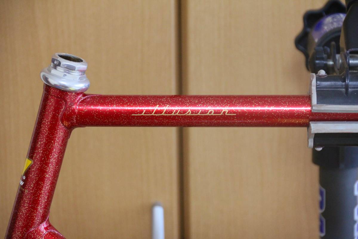神山雄一郎 SAMSON illusion NJS 競輪フレーム 赤 ゴールドラメ COLUMBUS コロンバス MAXフォーク サイズ ...