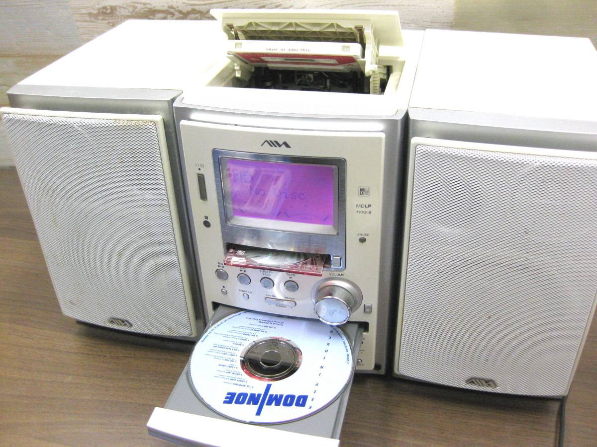 アイワ AIWA MD CD カセット システムマイクロコンポ CX-LMJ10 SSX-LMJ10 MD CD カセット リモコン 全て 動作確認品 ラジカセ MDCDコンポ(MDコンポ ...