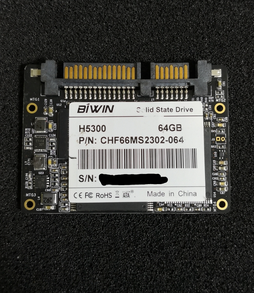 BIWIN MLC SSD 64GB CHF66MS2302-064 Half Slim SATA 使用時間516時 1個限定(64GB ...