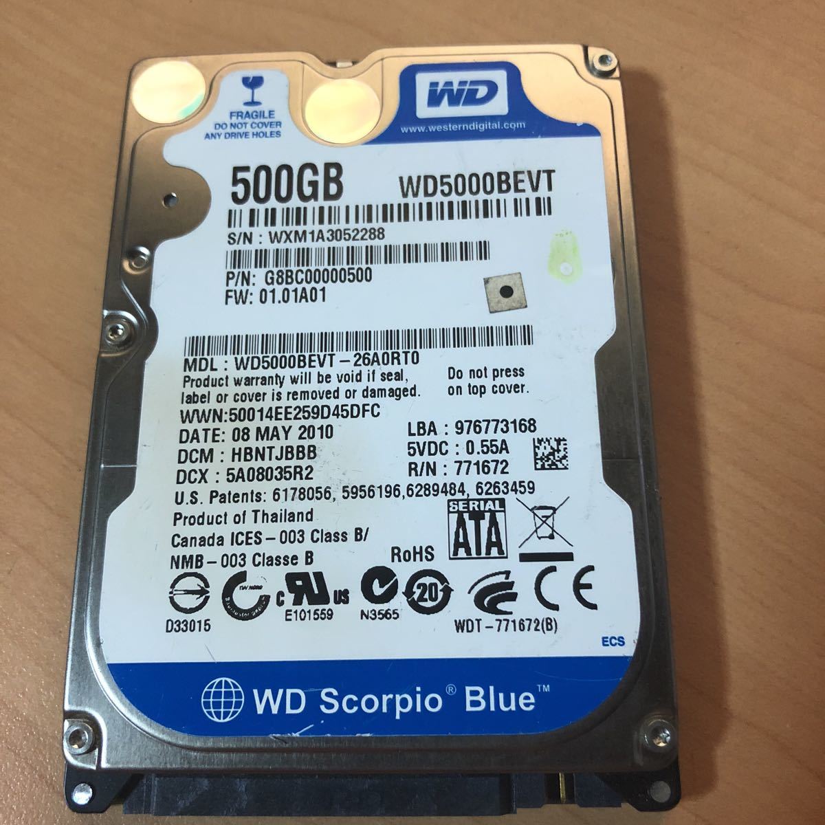 F1538: WESTERN DIGITAL WD5000BEVT-26A0RT0 500GB 5400rpm 8M(500GB～)｜売買され ...
