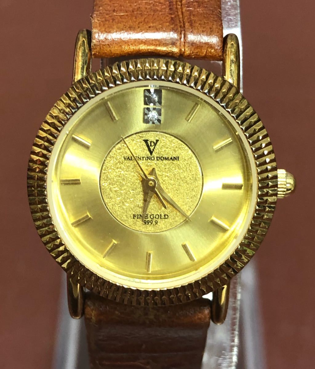 VALENTINO DOMANI バレンチノ ドマーニ ペアウォッチ 純金文字盤 FINE.GOLD 999.9 2Pダイヤ VD-1023 クオーツ時計 ジャンク扱い(バレンチノ)｜売買され ...
