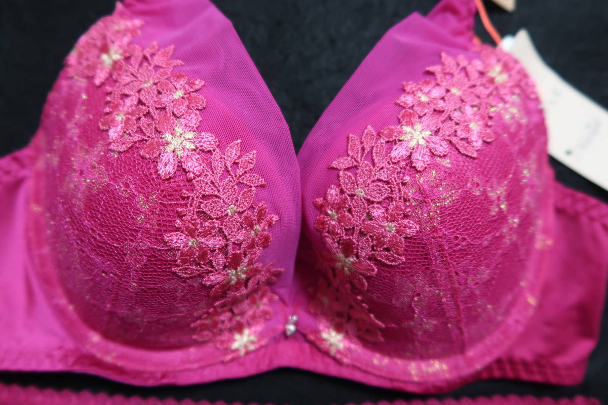 B75-M トリンプ アモスタイル AMOSTYLE 夢みるブラ Deep V ブラジャーショーツセット 豪華 刺繍 お花 レース 濃いピンク色系(75)｜売買されたオークション情報 ...