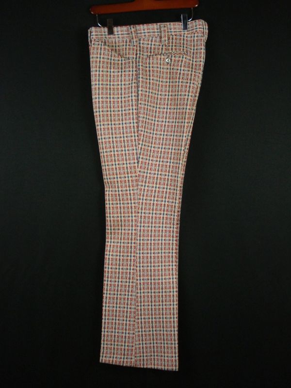 W87.5 L81 Wrangler ラングラー フレアー ベルボトム トラウザーズ チェック W34xL32 トリコロール 70s ...