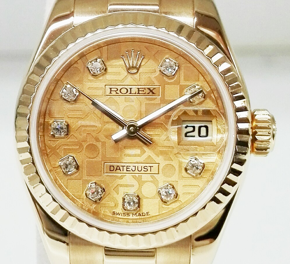 日ロレOH 済 ROLEX DATEJUST ロレックス デイトジャスト 自動巻 レディース 179178G G番 金無垢 YG コンピューター 10Pダイヤモンド(本体)｜売買された ...