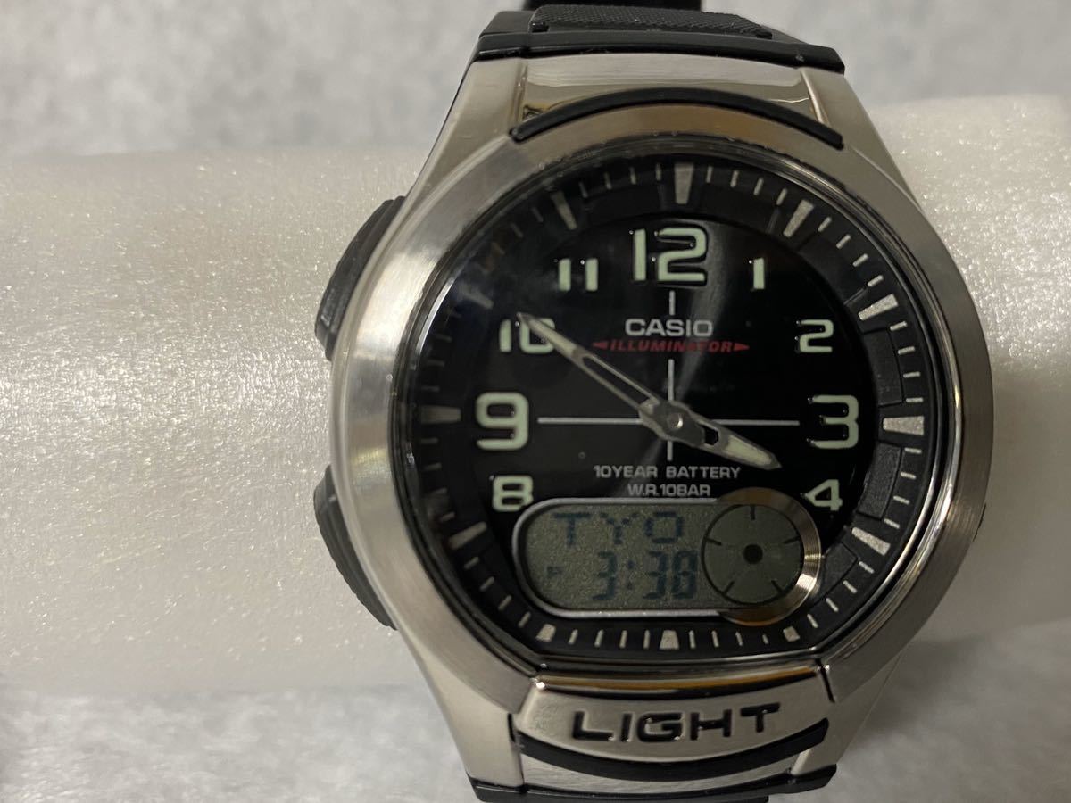 M5106 メンズ CASIO 腕時計 ILLUMINATOR 3793 AQ-180W ブラック 全長26cm カシオ イルミネーター 時計 ...