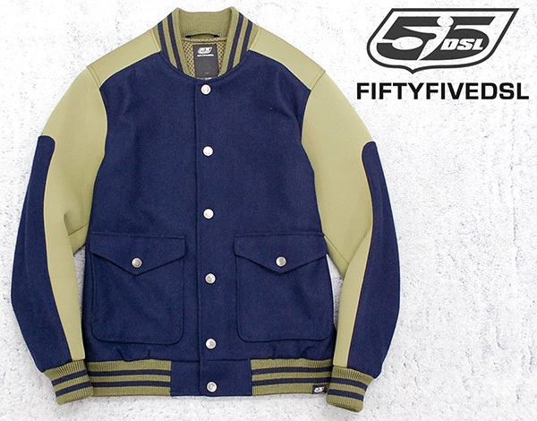 ディーゼル 55DSL JAURAM GIACCA JACKET メルトンウールxボンディング 裏メッシュ スタジャン/紺xオリーブ ...