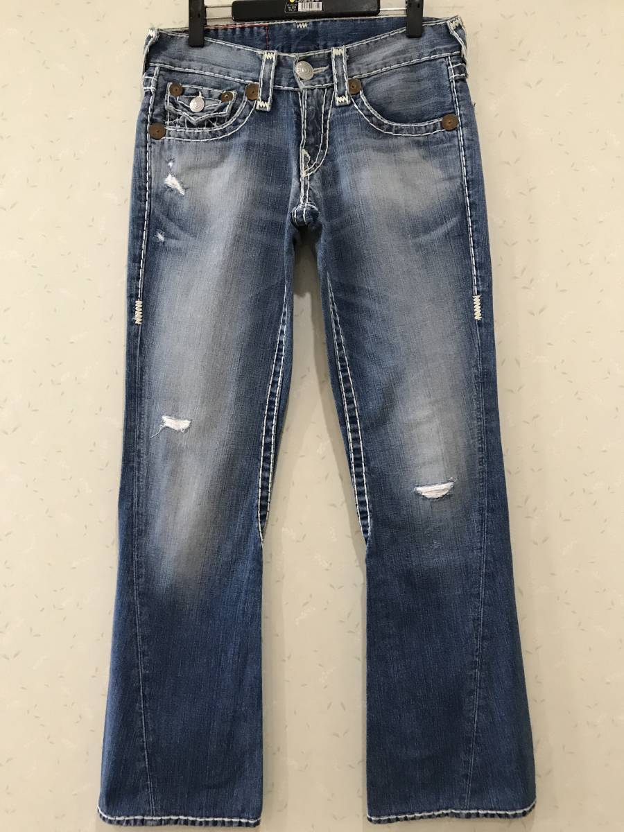 TRUE RELIGION トゥルーレリジョン JOEY SUPERT ダメージ加工 デニムパンツ インディゴ 米国製 28 BJBJ.C ...