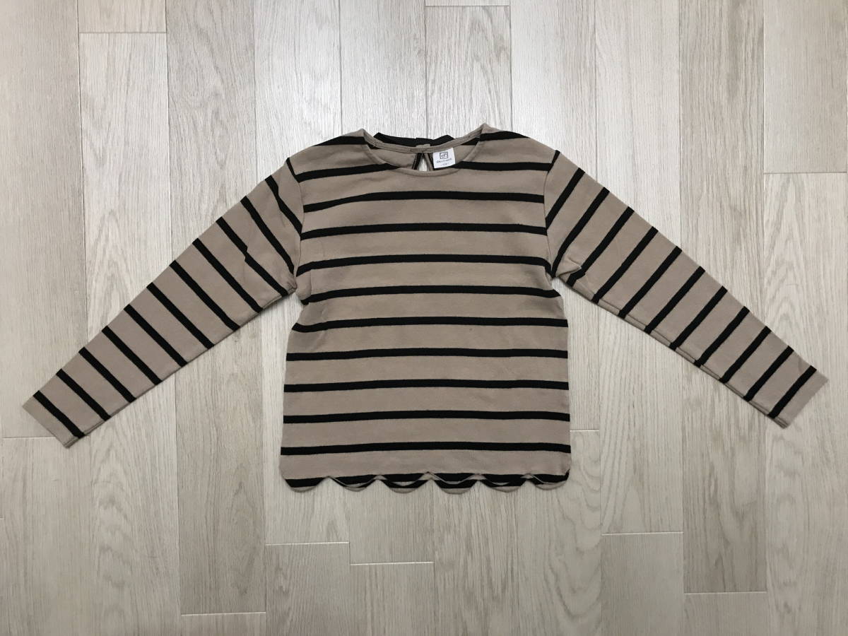 devilockデビロック 裾スカラップリボンボーダー長袖Tシャツ ベージュ×黒 130(130（125～134cm）)｜売買されたオークション情報、yahooの商品情報をアーカイブ公開 ...