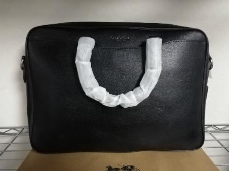 1円スタート COACHコーチブリーフケースF68030レザービジネスバッグハンドバッグショルダーバッグ薄型黒ブラック皮革男メンズ紳士鞄 ...