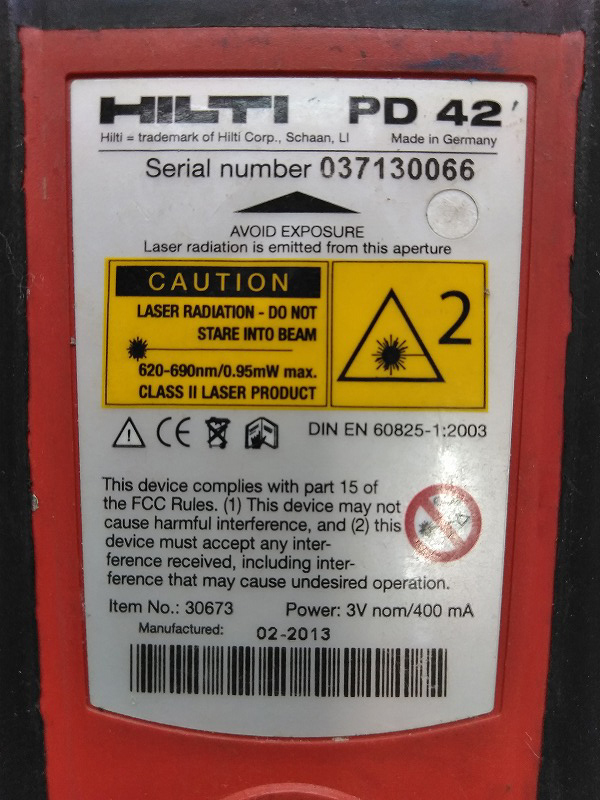 HILTI レーザー距離計 PD42 品 工具 DIY用品 測定器 電気計測器 ＃2004Z7148a35(電気計測器)｜売買された ...