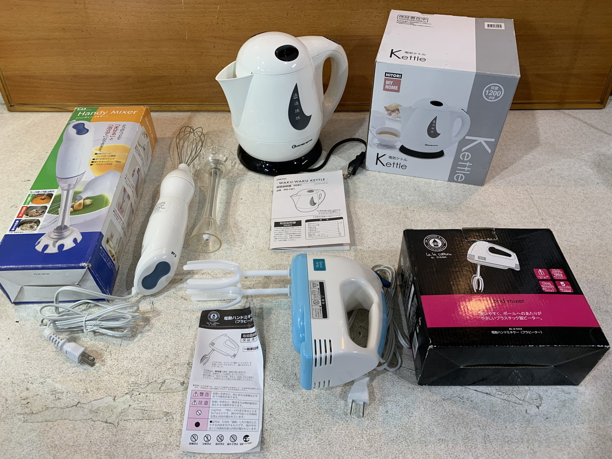 8-52 貝印 ハンディーミキサー DK-5031/ パール金属 D-5444ハンドミキサー /ケトル PO-101 3種 セット まとめて ...