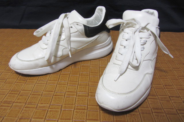 LAST SCENE HOMMAGE 極上ビッグボリュームオールレザースニーカー /サイズ27cm ホワイトXブラック 本革 Leather ...