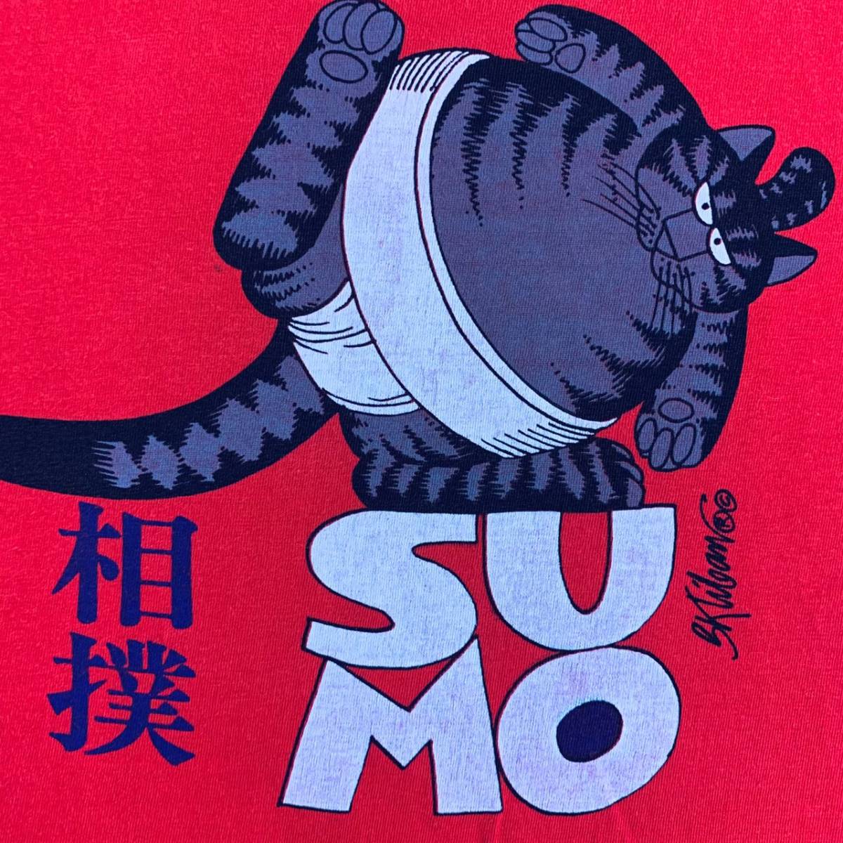 USA製 Crazy Shirts Kliban cat クリバンキャット Tシャツ 猫 ねこ 相撲 SUMO 赤 レッド(イラスト ...