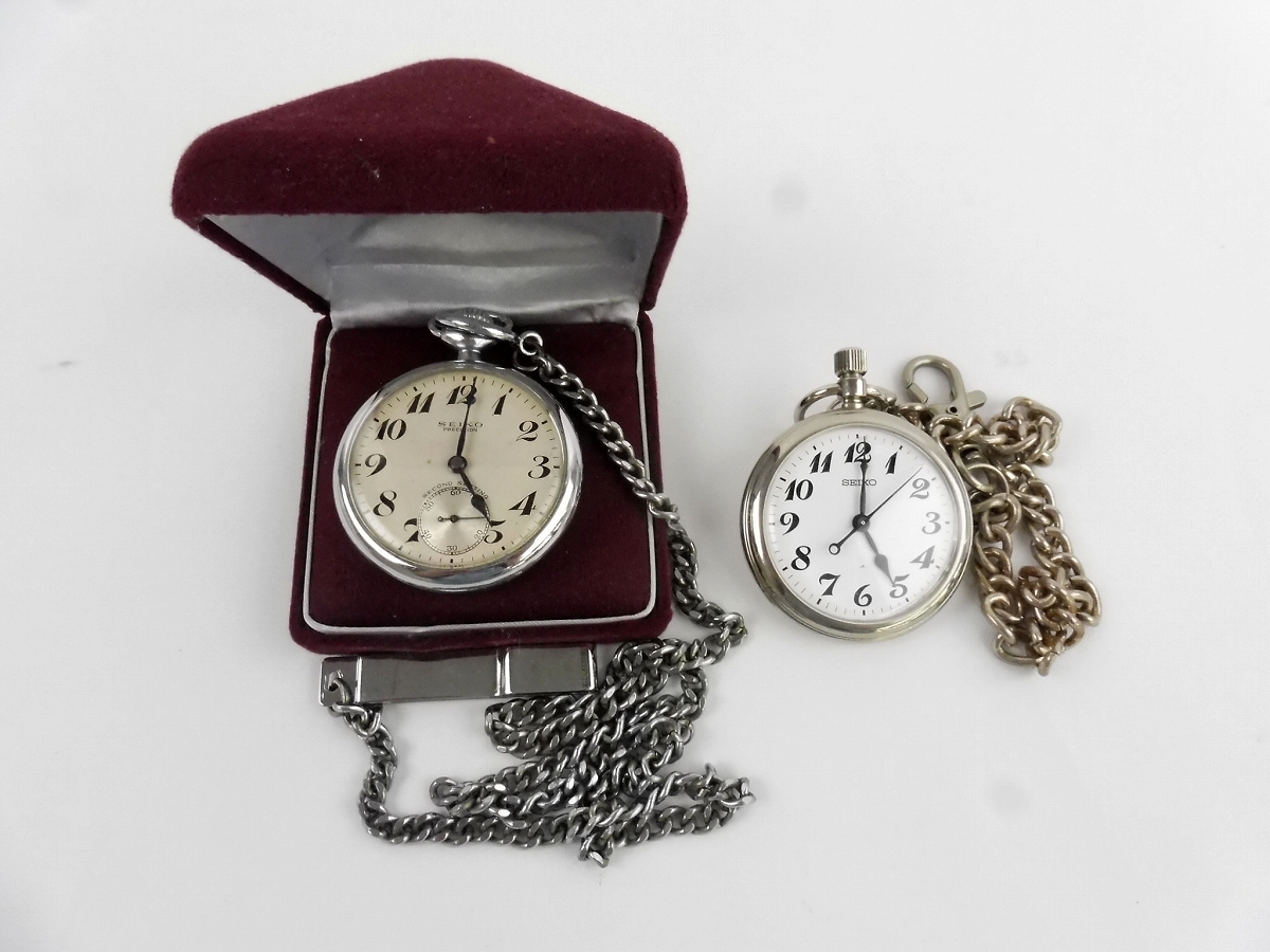 3-58 懐中時計 SEIKO JR東日本東北 平成4年 1883 / 国鉄 昭和34年 1690 ケース付き 鉄道グッズ mzkc(廃品 ...