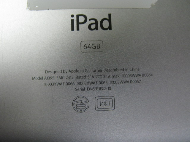 Apple iPad2 64GB ブラック Wi-Fi A1395【S-0396】 コンピュータ