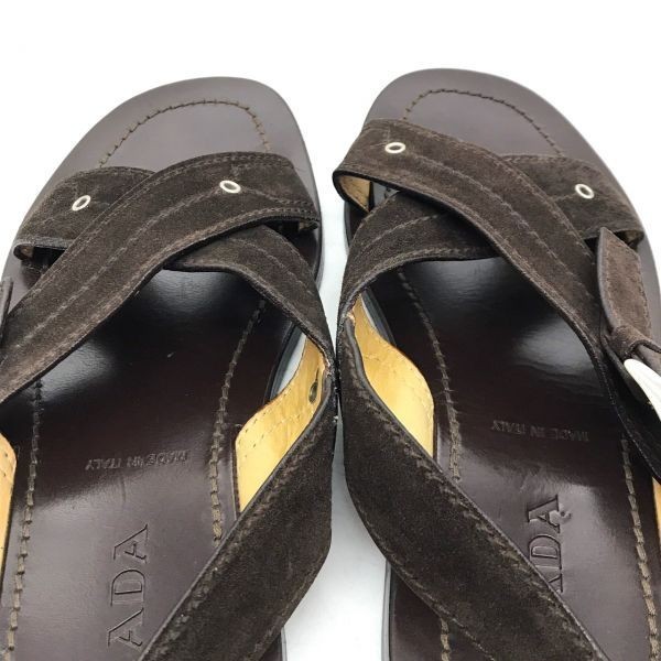 PRADA 28.5cm サンダル プラダ メンズ 9.5 茶 ブラウン 本革 バックストラップサンダル クロスサンダル 本皮 ハイブランド 夏物(男性用)｜売買されたオークション情報 ...