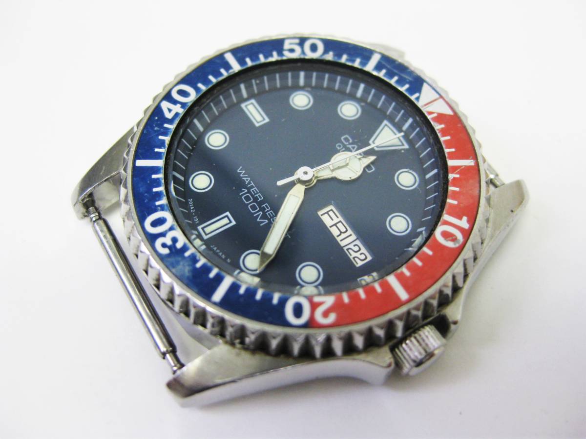 YT-B③37 CASIO/カシオ MQ-550 ペプシカラー 100Mダイバー 3針デイデイトQZ フェイスのみ 稼働品(その他)｜売買され ...